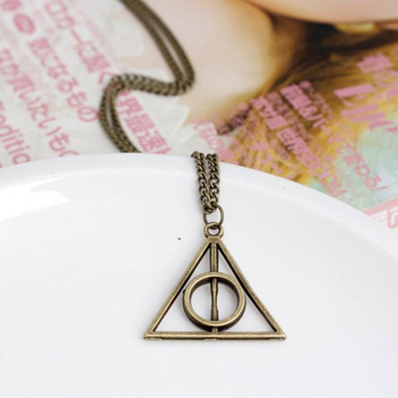 Jewelry | Nwot Bronze Harry Potter Deathly Hallows Necklace | Poshmark